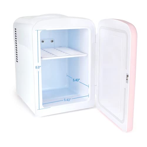 PERSONAL CHILLER Portable Mini Fridge Cooler and Warmer, 4 Liter Capacity Chills Six 12 oz Cans, Snacks, and Skincare Products, A/C Operation, 100% Freon-Free