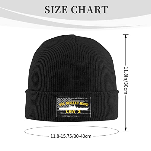 USS Belleau Wood LHA-3 Unisex Knitted Hat Beanie Winter Warm Stretch Skull Hat Black