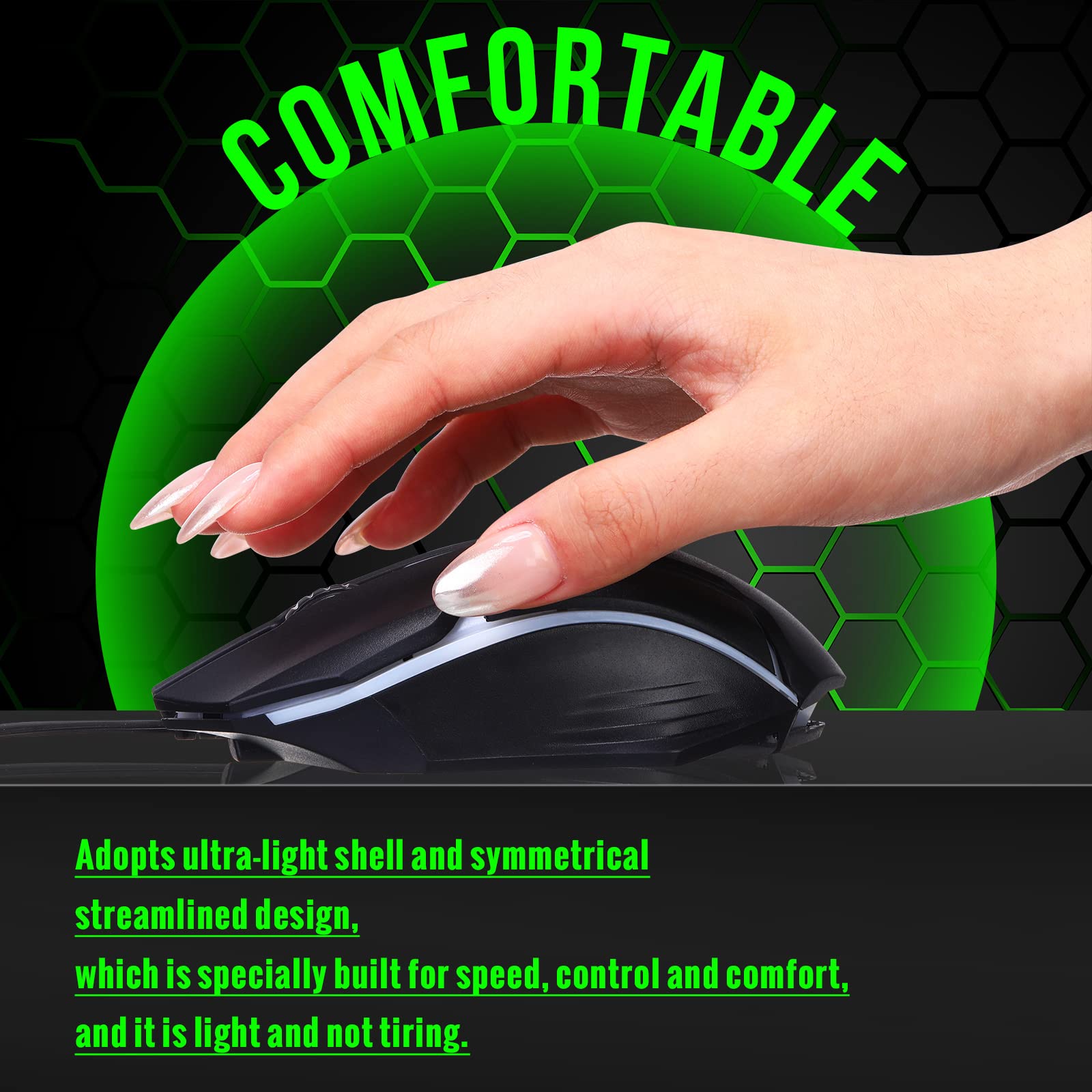 Sratte 30 Pack Black USB Wired Mouse Bulk 1200 DPI RGB Optical Computer Mouse 3 Button 7 Color LED Backlit Wired Ergonomic USB for Gaming Office Desktop Laptop Gamer Computer