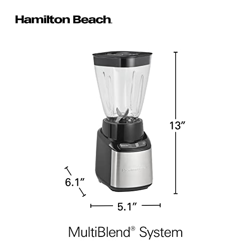 Hamilton Beach Stay or Go Blender with 32oz Jar, 8oz Grinder for Nuts & Spices, and 2 Portable Cups with Drinking Lids for Shakes and Smoothies, BPA Free, Black and Silver (52400)