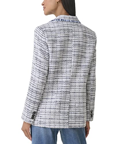 Karl Lagerfeld Paris Women's Tweed Long Sleeve Everyday Fashion Sport Jacket, Denim Multi, 6
