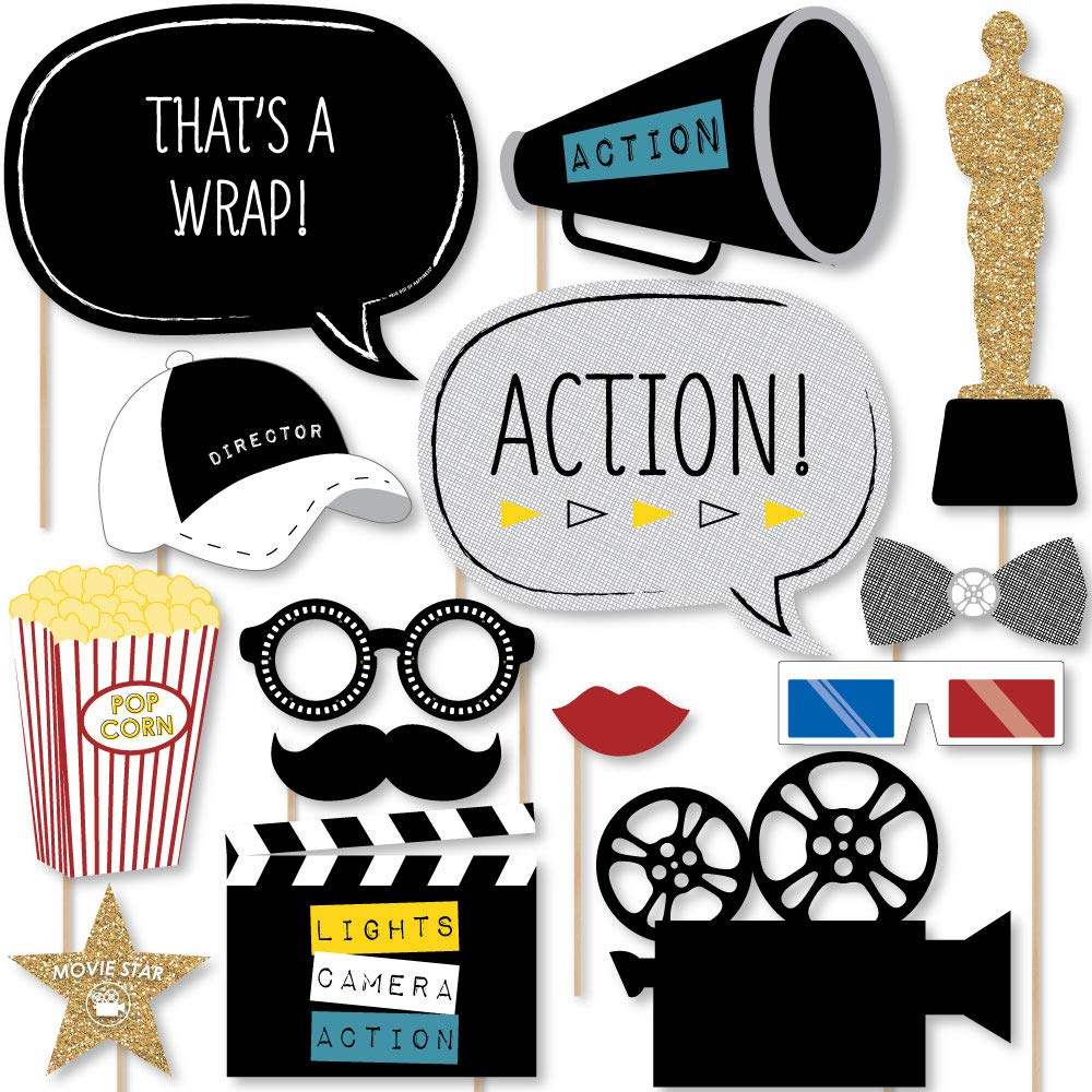 Big Dot of Happiness Movie - Hollywood Party Photo Booth Props Kit 20 Count