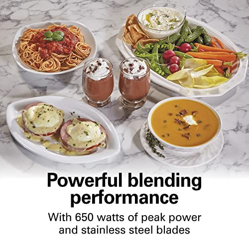 Hamilton Beach Stay or Go Blender with 32oz Jar, 8oz Grinder for Nuts & Spices, and 2 Portable Cups with Drinking Lids for Shakes and Smoothies, BPA Free, Black and Silver (52400)