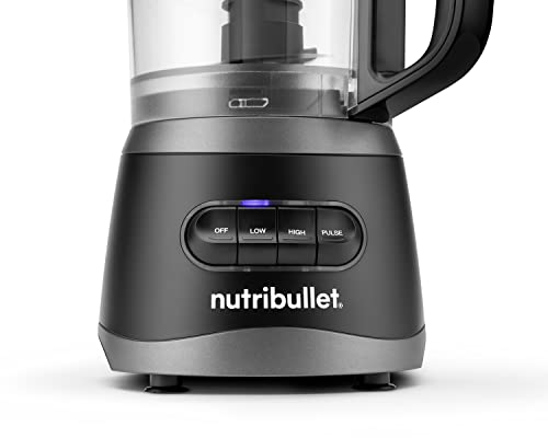 nutribullet NBP50100 Food Processor 450-Watts with 7-Cup Capacity and Stainless Steel Slice, Shred, Chop and Dough Attachments, Black