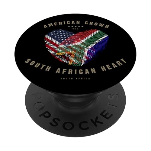 American Grown South African Heart Love South Africa Flag PopSockets PopGrip: Swappable Grip for Phones & Tablets PopSockets Standard PopGrip