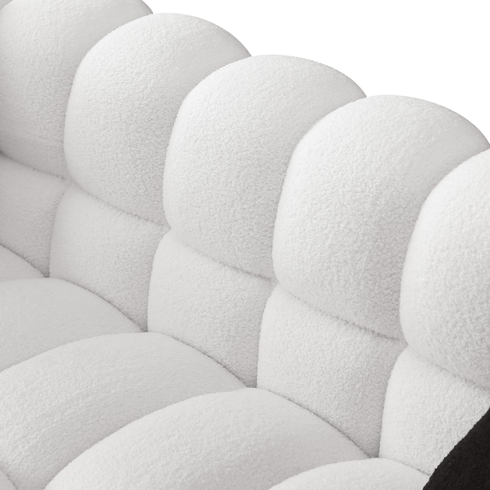 62.2" Cloud Couch, Mid Century Sleeper Sofa Modern Marshmallow Boucle Sofa Fabric Couches for Living Room with Plastic Legs Upholstered Tufted 2 Seater Sofa with 2 Pillows