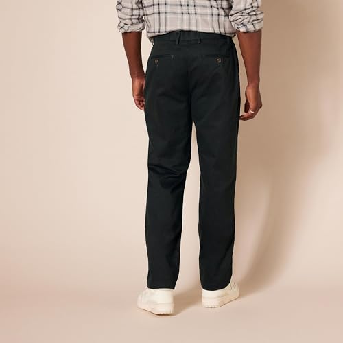 Amazon Essentials Men's Classic-Fit Wrinkle-Resistant Flat-Front Chino Pant (Available in Big & Tall), Black, 38W x 30L