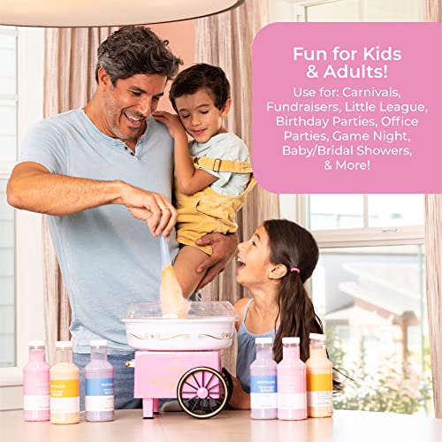 Nostalgia Cotton Candy Machine - Retro Cotton Candy Machine for Kids with 2 Reusable Cones, 1 Sugar Scoop, and 1 Extractor Head β Pink