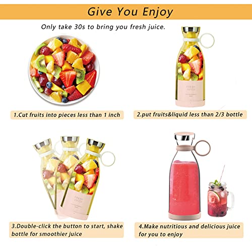 OTPEIR Personal Size Blender, Portable Blender, Battery Powered USB Blender (Pink)