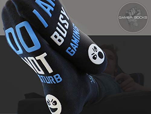 Gamer Gaming Socks, Do Not Disturb Im Gaming Socks for Men, Boys and Teens, Gifts, Fun Socks and Novelty Gifts (Medium, Blue DND)
