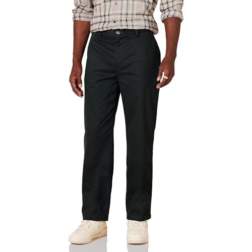 Amazon Essentials Men's Classic-Fit Wrinkle-Resistant Flat-Front Chino Pant (Available in Big & Tall), Black, 38W x 30L