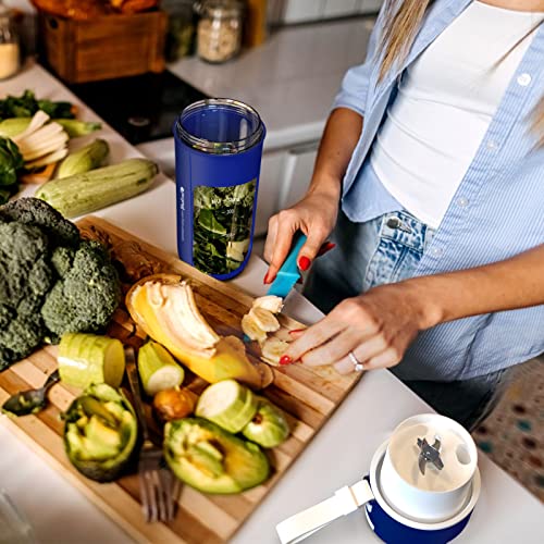 Portable Blender, Mini Blender For Shakes and Smoothies, Personal Blender USB Rechargeable, Fresh Juice Blender With 8 Blades, 12oz Handheld Blender For Kichen Ice (Blue)