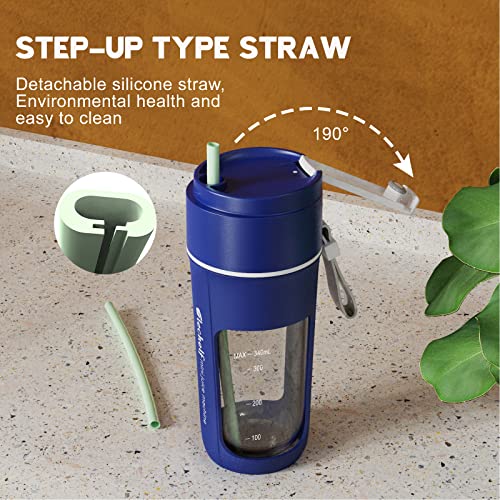 Portable Blender, Mini Blender For Shakes and Smoothies, Personal Blender USB Rechargeable, Fresh Juice Blender With 8 Blades, 12oz Handheld Blender For Kichen Ice (Blue)