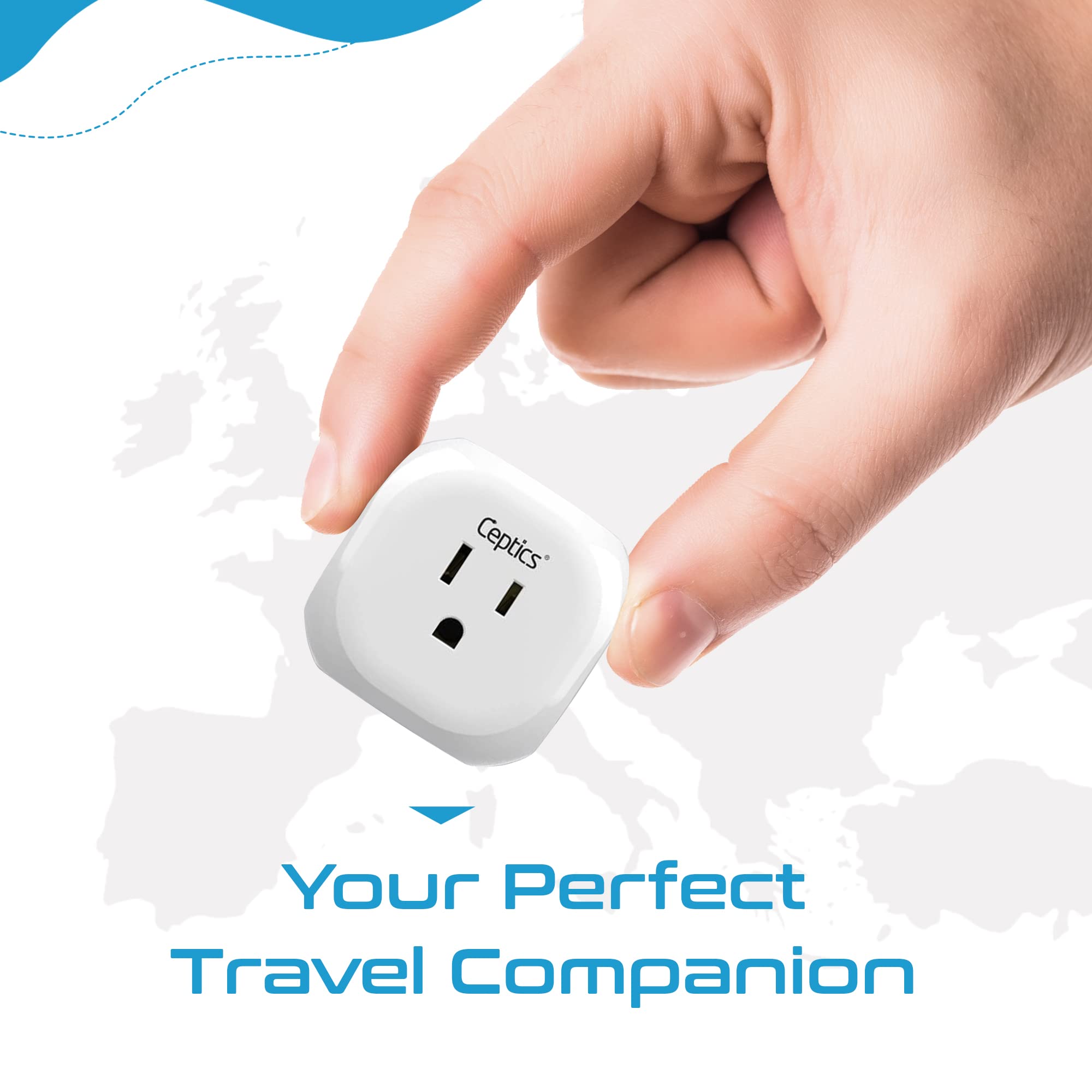 Ceptics South Africa Travel Plug Adapter South Africa Power Adapter Charger 4 Input - USA to Any Type M Countries Such as Botswana, Namibia and More - 2 Pack (PT-10L), White (PT-10L-2PK)