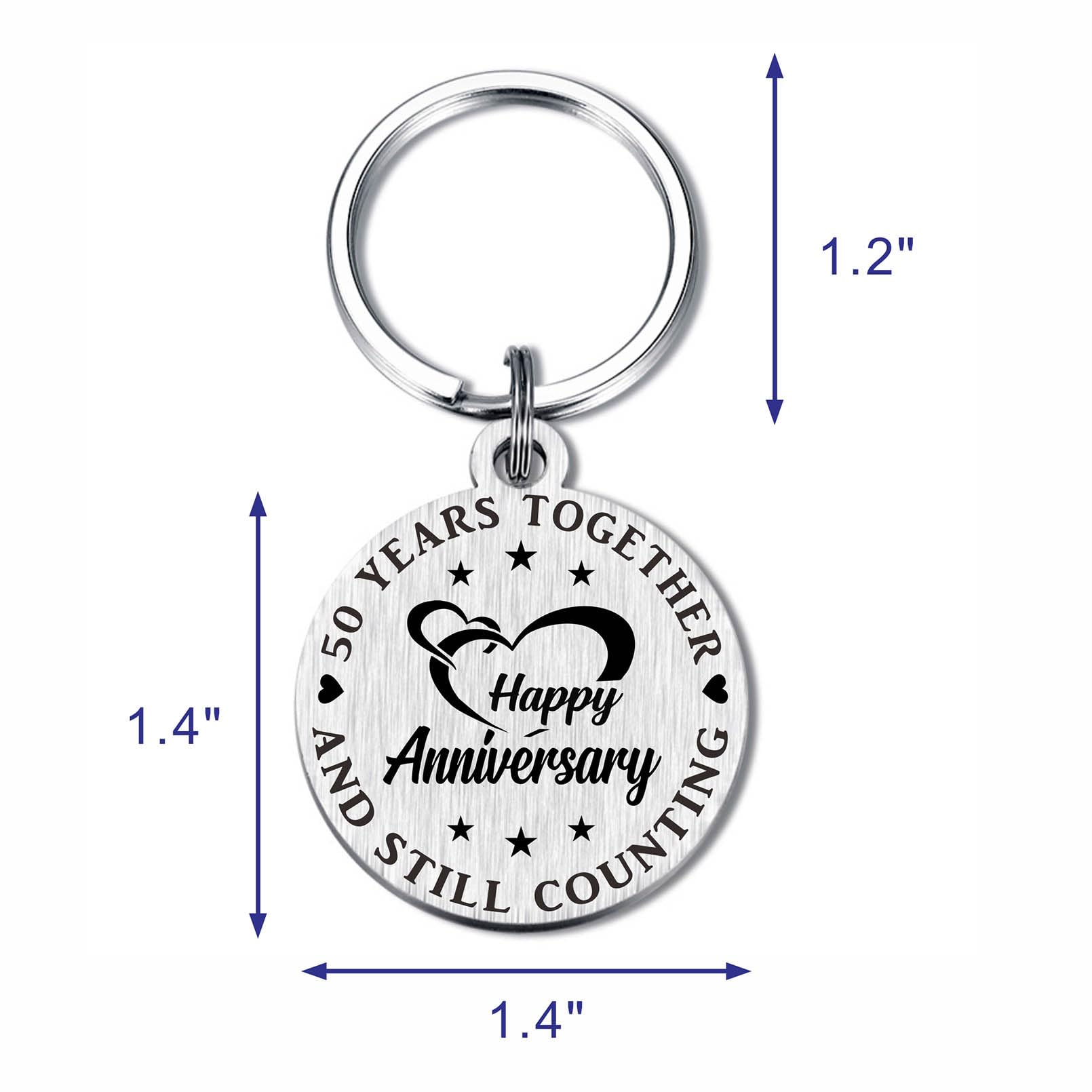 Levole 50th Anniversary Keychain Gifts - 50th Anniversary Keychain Gift Ideas, Happy 50 Year Anniversary for Husband Wife