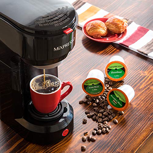 Mixpresso 2 in 1 Coffee Brewer, Single Serve Coffee Maker K Cup Compatible & Ground Coffee, Personal Coffee Maker,Compact Size Mini Coffee Maker, Quick Brew Technology (14 oz) (black)