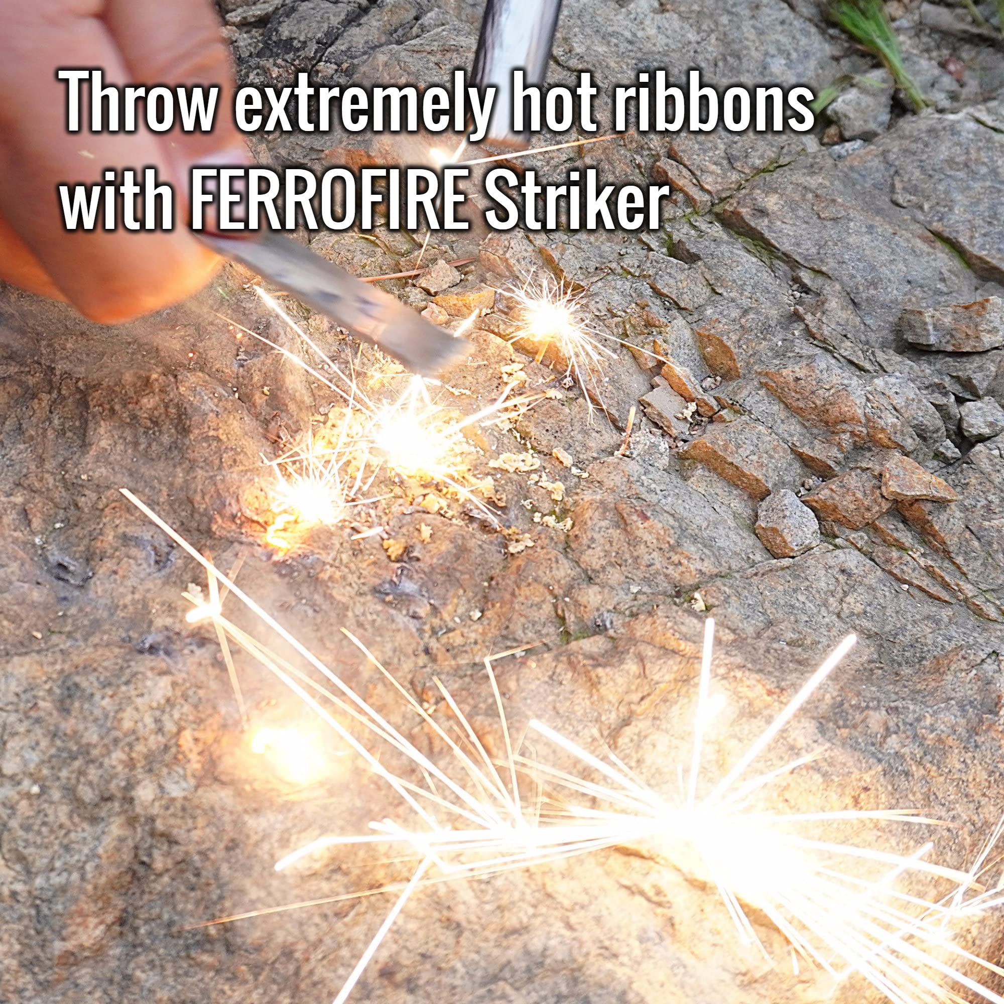 FERROFIRE Striker SA02 Super Sharp Big Serrated Ferro Rod Striker Carbon Alloy Steel Striker for Generating Sparks Without Lanyard (Pack of 2)