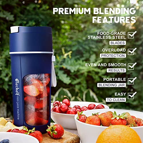 Portable Blender, Mini Blender For Shakes and Smoothies, Personal Blender USB Rechargeable, Fresh Juice Blender With 8 Blades, 12oz Handheld Blender For Kichen Ice (Blue)