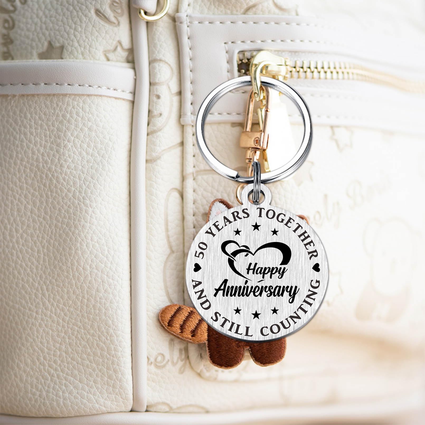 Levole 50th Anniversary Keychain Gifts - 50th Anniversary Keychain Gift Ideas, Happy 50 Year Anniversary for Husband Wife