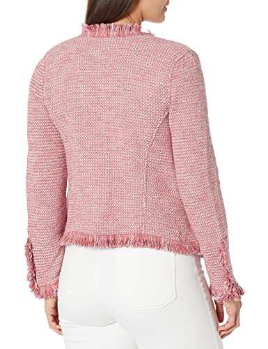 NIC+ZOE Women's Fringe Mix Knit Jacket, Dusty Cedar