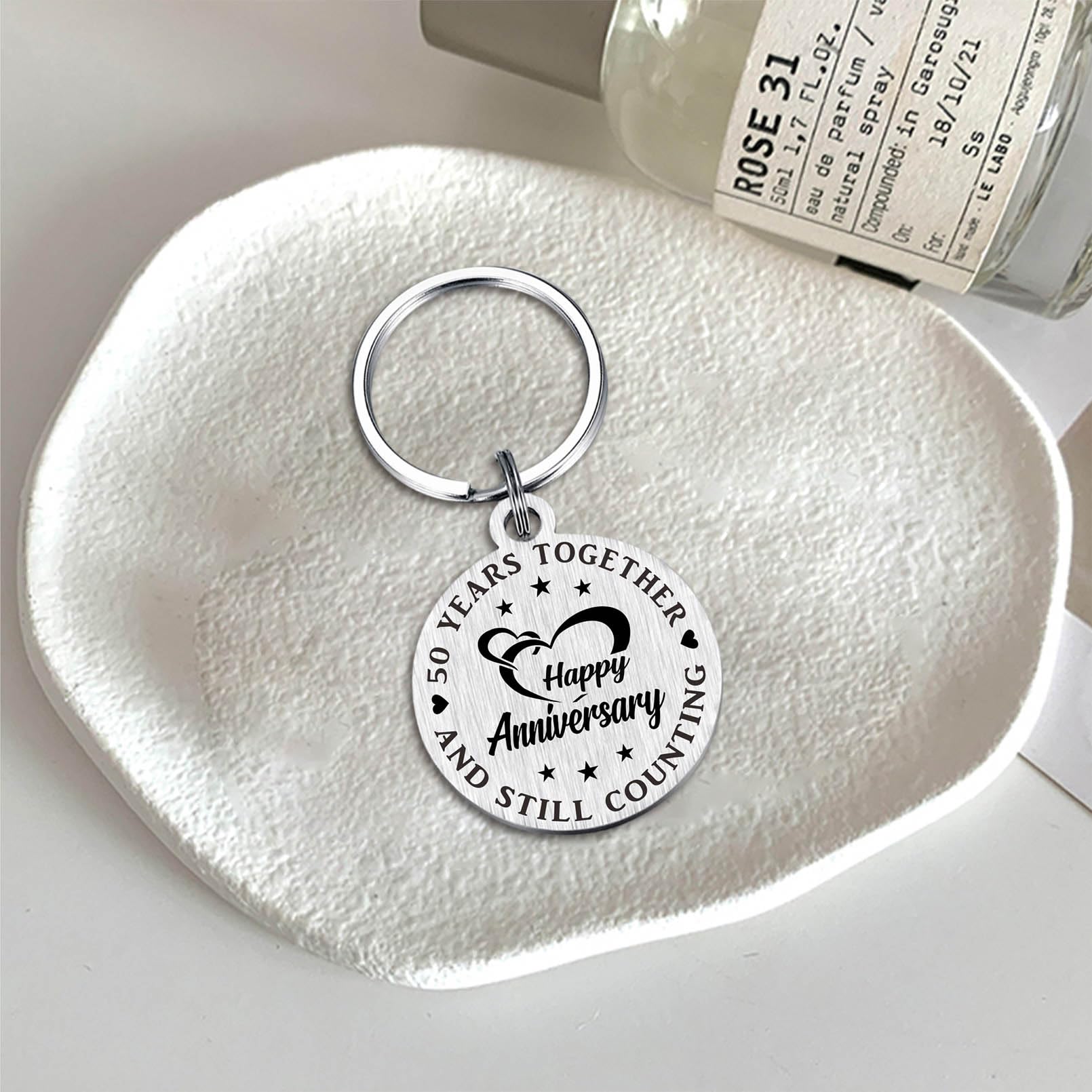 Levole 50th Anniversary Keychain Gifts - 50th Anniversary Keychain Gift Ideas, Happy 50 Year Anniversary for Husband Wife