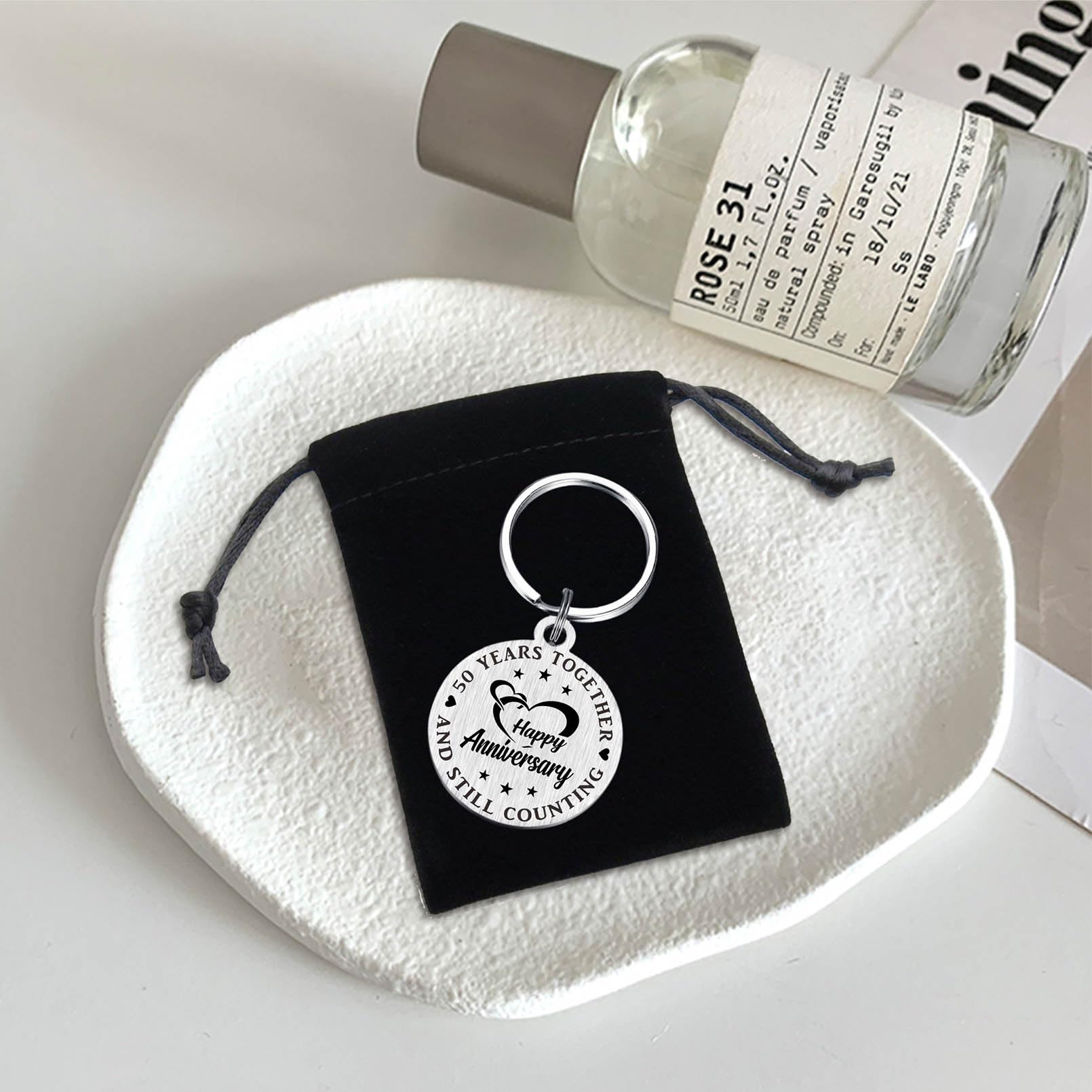 Levole 50th Anniversary Keychain Gifts - 50th Anniversary Keychain Gift Ideas, Happy 50 Year Anniversary for Husband Wife