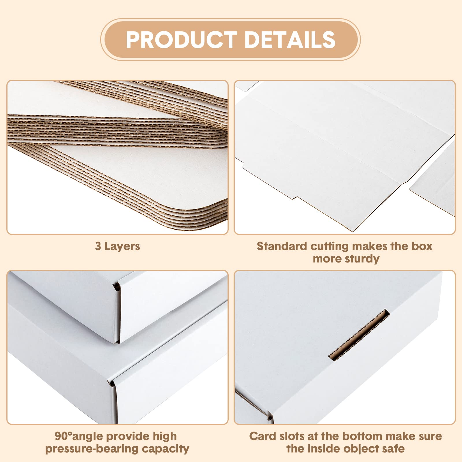 Gersoniel 100 Pcs Small Shipping Boxes 6 x 6 x 2 Inches Christmas Gift Shipping Corrugated Cardboard Mailing Boxes for Small Business Cardboard Corrugated Mailer for Packing(White)