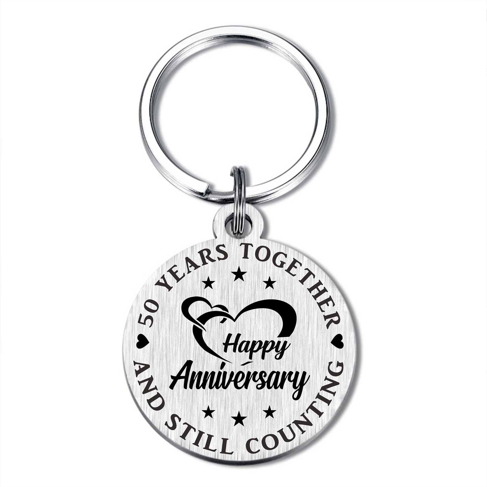 Levole 50th Anniversary Keychain Gifts - 50th Anniversary Keychain Gift Ideas, Happy 50 Year Anniversary for Husband Wife