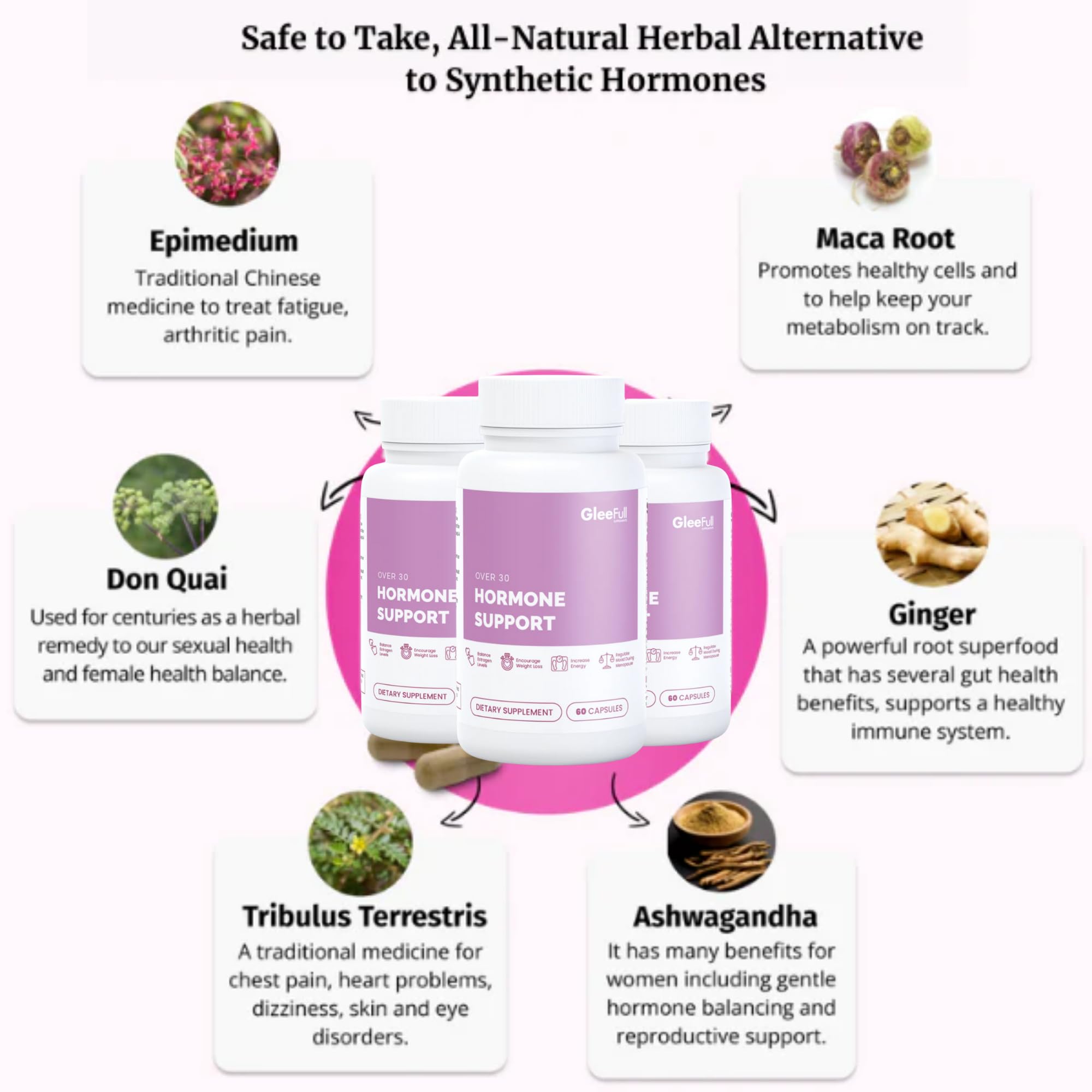 GleeFull Over 30 Hormone Support - Menopause Supplements for Women - Hormone Balance for Women - Hot Flash Relief - Menopause Support