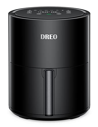 Dreo Air Fryer - 100β to 450β, 4 Quart Hot Oven Cooker with 50 Recipes, 9 Cooking Functions on Easy Touch Screen, Preheat, Shake Reminder, 9-in-1 Digital Airfryer, Black, 4L (DR-KAF002)