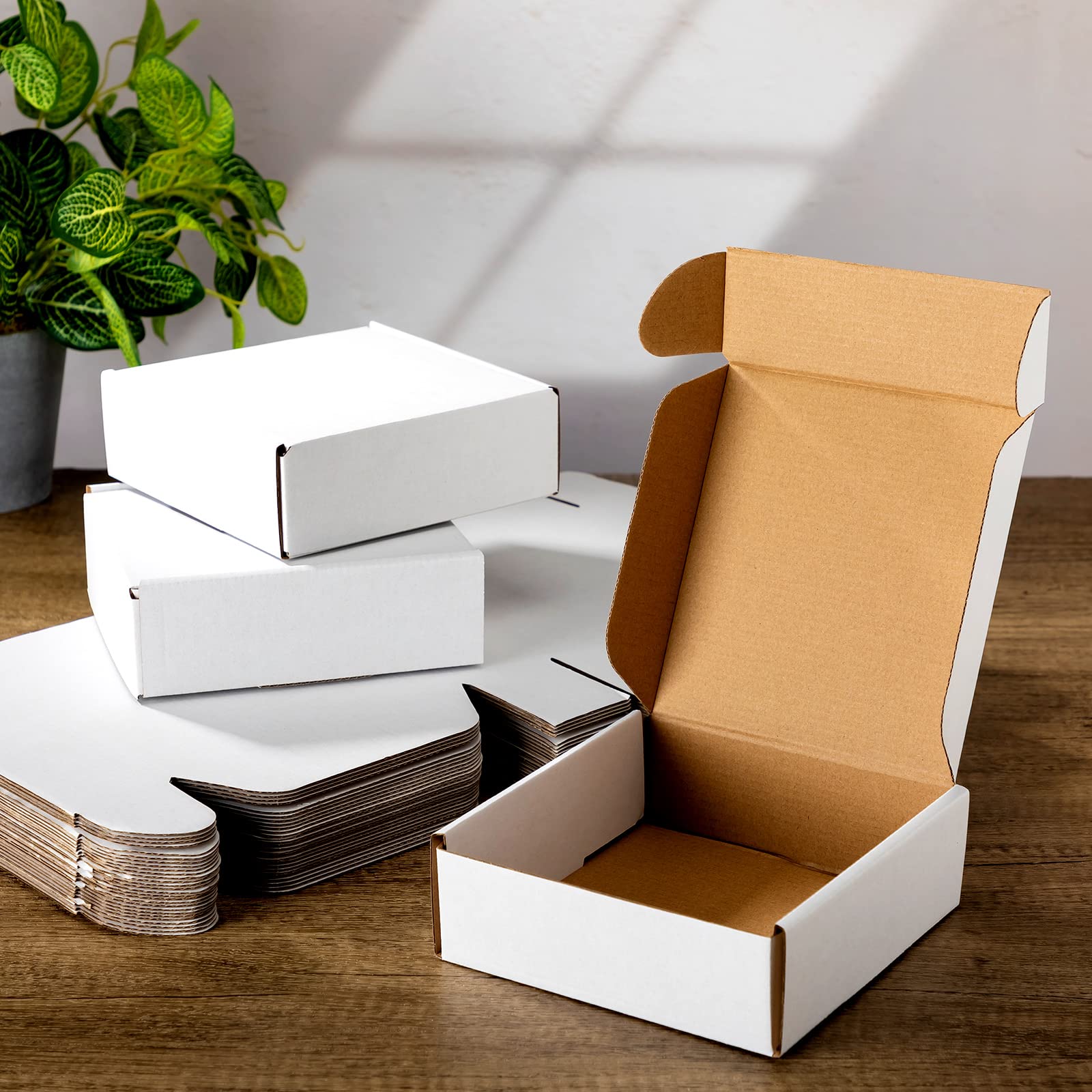 Gersoniel 100 Pcs Small Shipping Boxes 6 x 6 x 2 Inches Christmas Gift Shipping Corrugated Cardboard Mailing Boxes for Small Business Cardboard Corrugated Mailer for Packing(White)