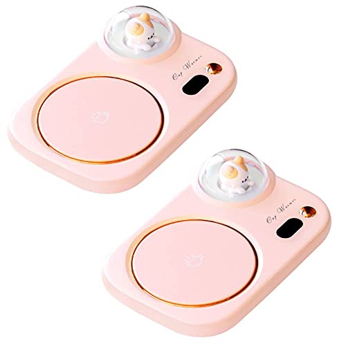 Smart Coffee Mug Warmer, Coffee Cup Heater with Cute Cat Night Light, Auto Shut Off, 3 Temperature Setting LED Display, Electric Beverage Warmer Plate for Coffee Tea Milk Cocoa and etc, Pink