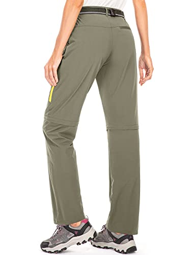 Women's Hiking Pants Zip-Off Convertible Quick Dry Lightweight Outdoor Fishing Pants with Zipper Pocketss #5818F-Light Green-8