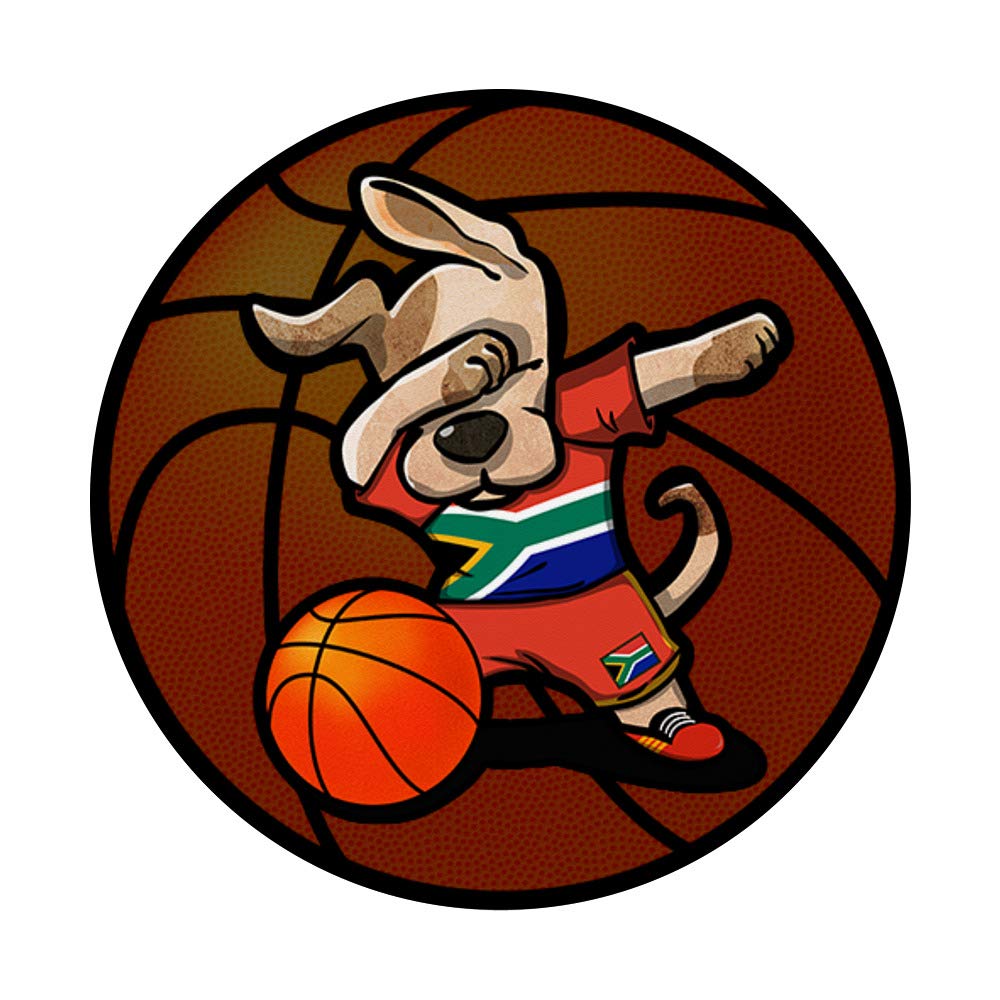Dabbing Dog South Africa Basketball - South African Flag PopSockets Grip and Stand for Phones and Tablets
