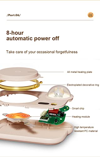 Smart Coffee Mug Warmer, Coffee Cup Heater with Cute Cat Night Light, Auto Shut Off, 3 Temperature Setting LED Display, Electric Beverage Warmer Plate for Coffee Tea Milk Cocoa and etc, Pink