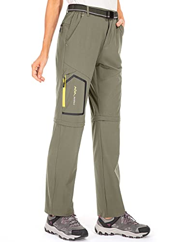 Women's Hiking Pants Zip-Off Convertible Quick Dry Lightweight Outdoor Fishing Pants with Zipper Pocketss #5818F-Light Green-8