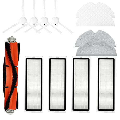 Replacement Parts Accessories Kits Compatible for Mijia 1C 2C 1T for Dreame F9 Robot Vacuum Cleaner, 1 Roller Brush 2 Pairs Side Brush 4 Hepa Filter 2 Disposable Mop Cloth 2 Reusable Cloth Pad