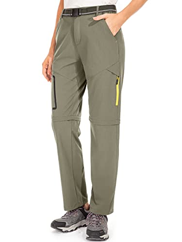 Women's Hiking Pants Zip-Off Convertible Quick Dry Lightweight Outdoor Fishing Pants with Zipper Pocketss #5818F-Light Green-8