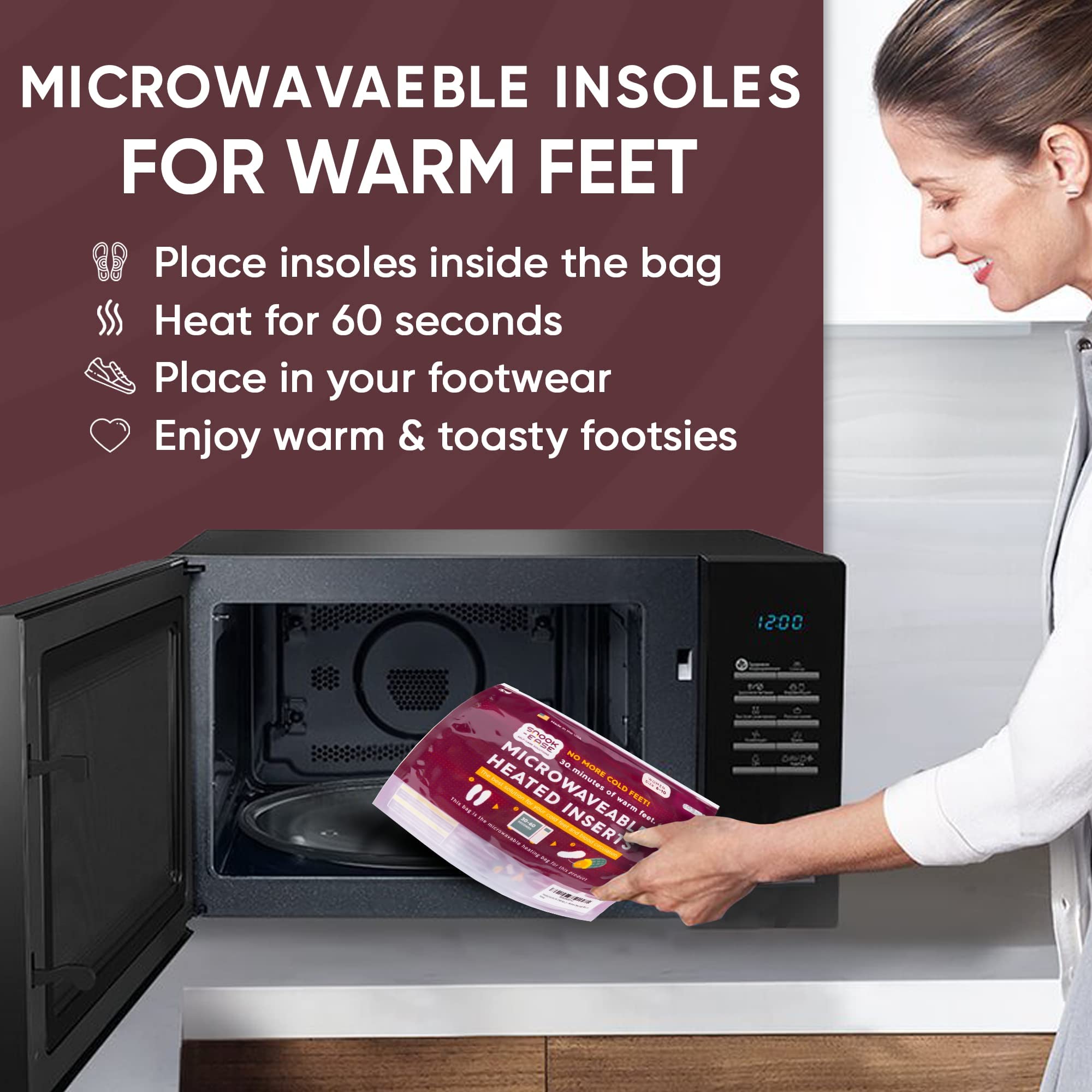 Snook-Ease Heated Socks Thick Warm Winter Feet Warmers with Microwavable Heatable Inserts – Warming Socks for Cold feet – Heated Bed Foot Warmers Unisex One Size Fits All (Women's One Size, Red)