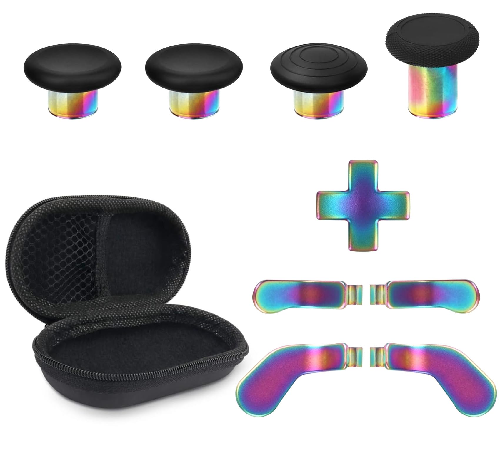 Accessories for Xbox Elite Controller Series 2 Core, 9 in 1 Replacement Component Set Includes 4 Paddles, 4 Metal Thumbsticks, and 1 D-Pad (Iridescent)