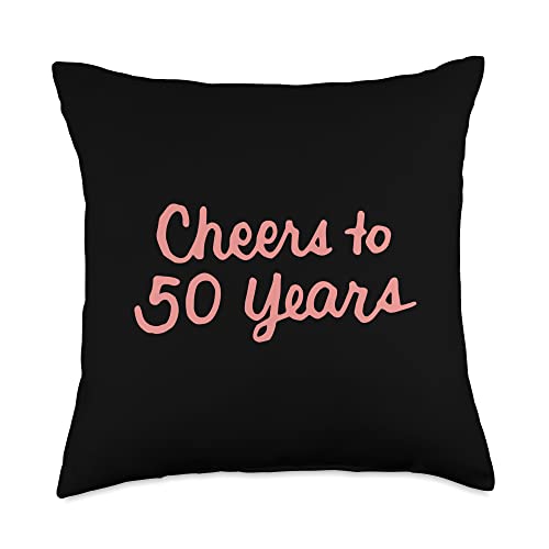 Happy 50th Wedding Golden Anniversary Gifts Store Cheers to 50 Years-50th Wedding Anniversary Throw Pillow, 18x18, Multicolor