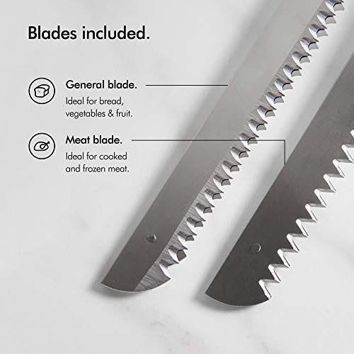 VonShef Electric Knife 10 Inch β Serrated Carving Knife Set with Storage Case β Interchangeable Stainless Steel Blades β For Turkey, Meat, Bread, Vegetables, Fruit - 150W