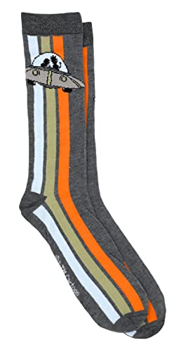 RICK AND MORTY Men's 2 Pair Novelty Crew Socks Shoe Size 6-12, Space Cruiser Charcoal
