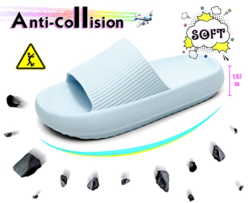 House Slippers For Women & Men - Cloud Slippers Non Slip Pillow Shower Slides Open Toe Comfy Quick Drying Bathroom Sandals For Spa Pool Gym Beach Indoor and Outdoor Sky Blue 4041