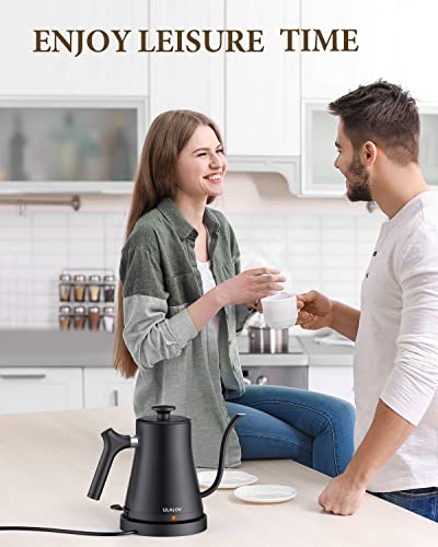 Ulalov Gooseneck Electric Kettle, 0.9L Fast Boiling Hot Water Kettle, Stainless Steel Electric Tea Kettle, 1200W Pour Over Kettle for Coffee&Tea, Leak-Proof, Auto Shutoff, Anti-dry
