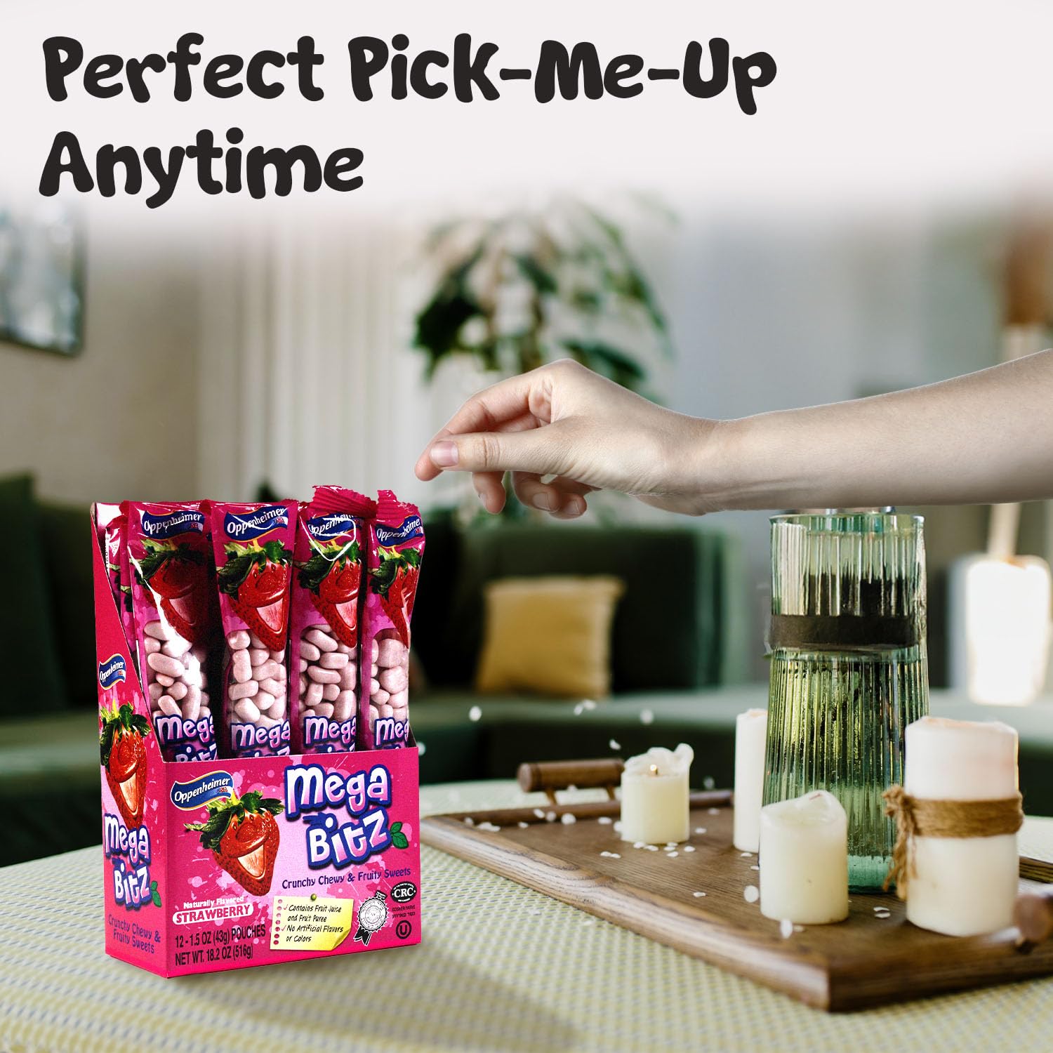 Mega Bitz Fruit Nuggets Strawberry Candy Bulk Pack for Kids - Naturally Flavored Individually Wrapped Strawberry Candy for on the go Snacking, Movie Theater Candy, and Party Favors, Kosher, 12 Pack