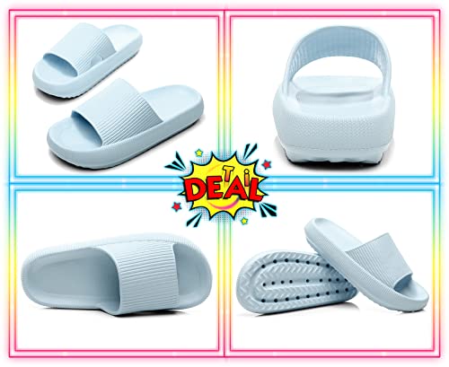 House Slippers For Women & Men - Cloud Slippers Non Slip Pillow Shower Slides Open Toe Comfy Quick Drying Bathroom Sandals For Spa Pool Gym Beach Indoor and Outdoor Sky Blue 4041