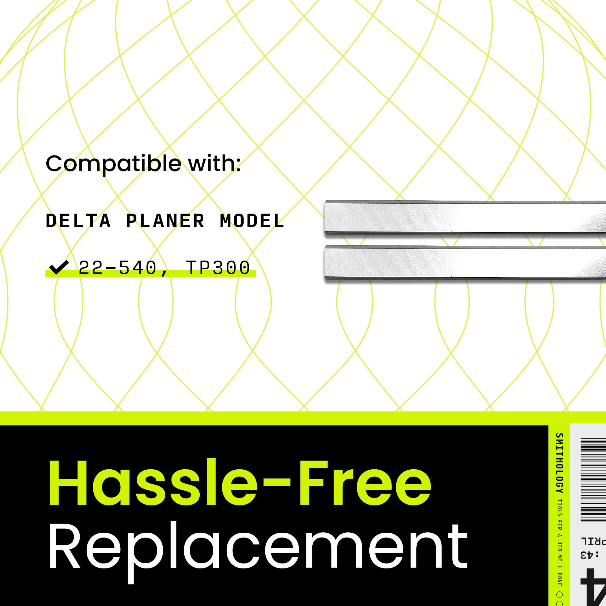 Smithology 12-Inch Planer Blades - Replacement Knives for Delta Planer 22-540, TP300, Replaces 22-547 - Set of 2 (SMTPBS01-2) for Smooth Wood Surface