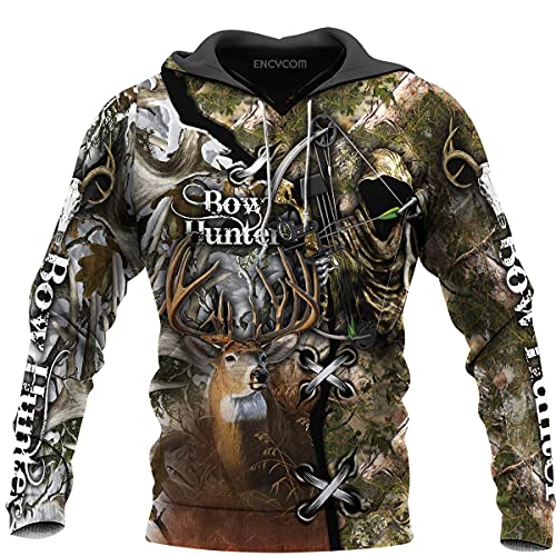 Deer Bow Hunter Camo Pretty Hoodie Zip-up Hoodies Unisex Men Women Girls Boys US Size - Gift to Deer Hunter in Hunting Season Hunting Gear Christmas Birthday Gift