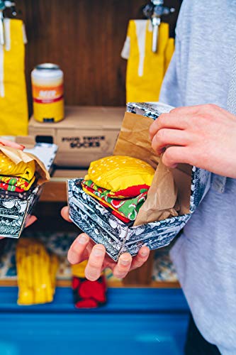 Rainbow Socks - Men Women Funny Food Truck Box - 3 Pairs - Burger Bier - Size US 5.5-9